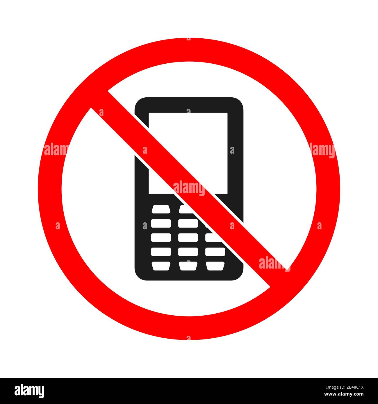 Phone forbidden vector sign. No phone sign on white background. No cell ...