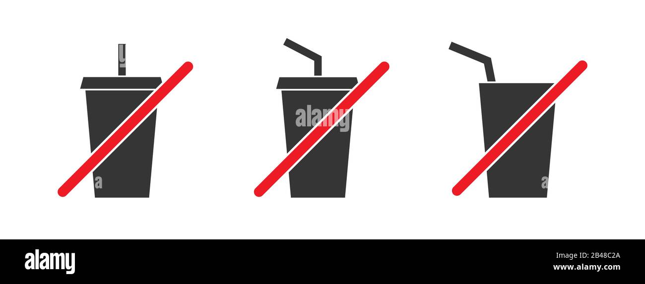 Drink prohibited symbols. Set of vector icons. Do not drink icon on ...