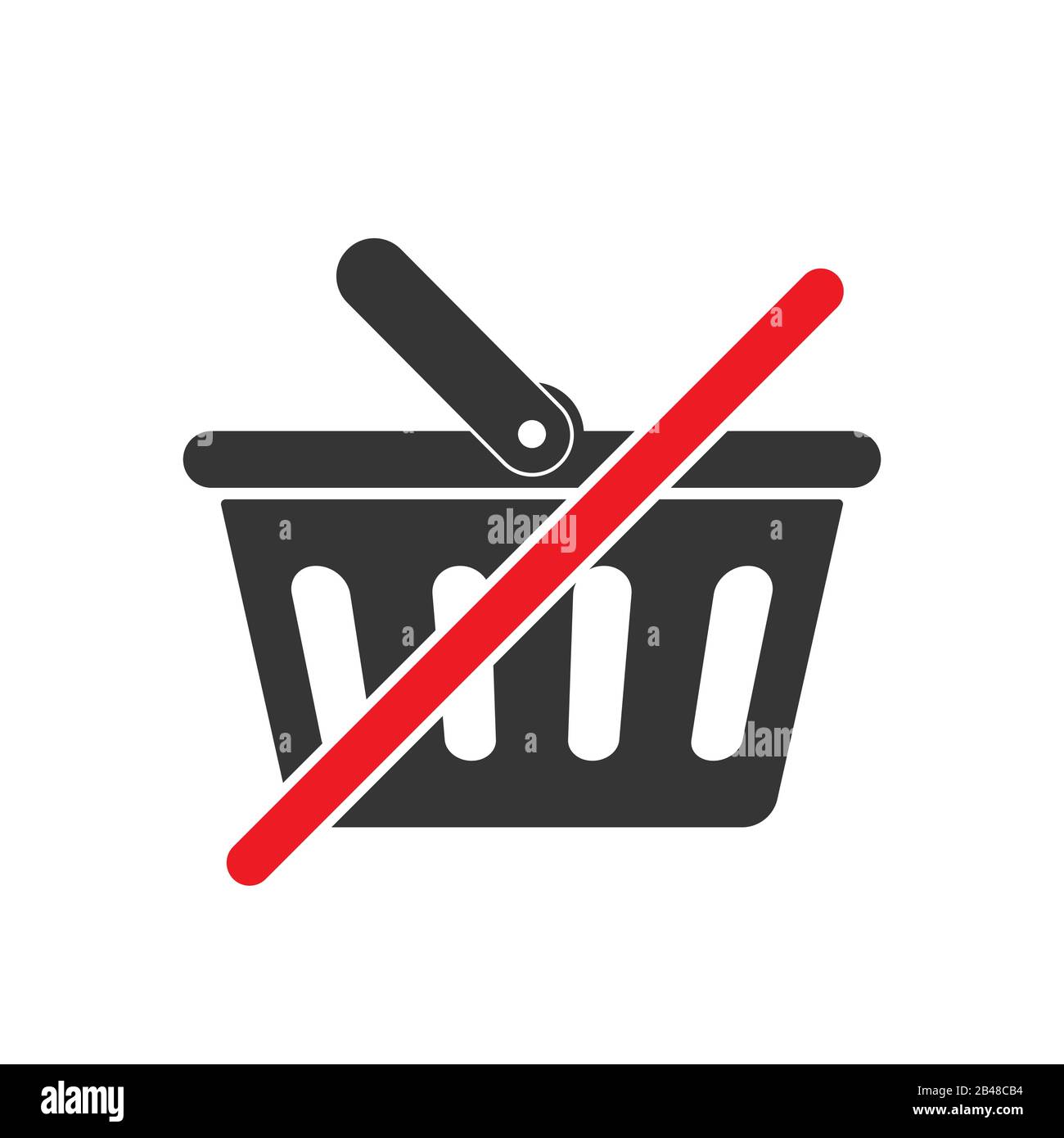 No shopping cart sign. Not allowed buy sign on white background ...