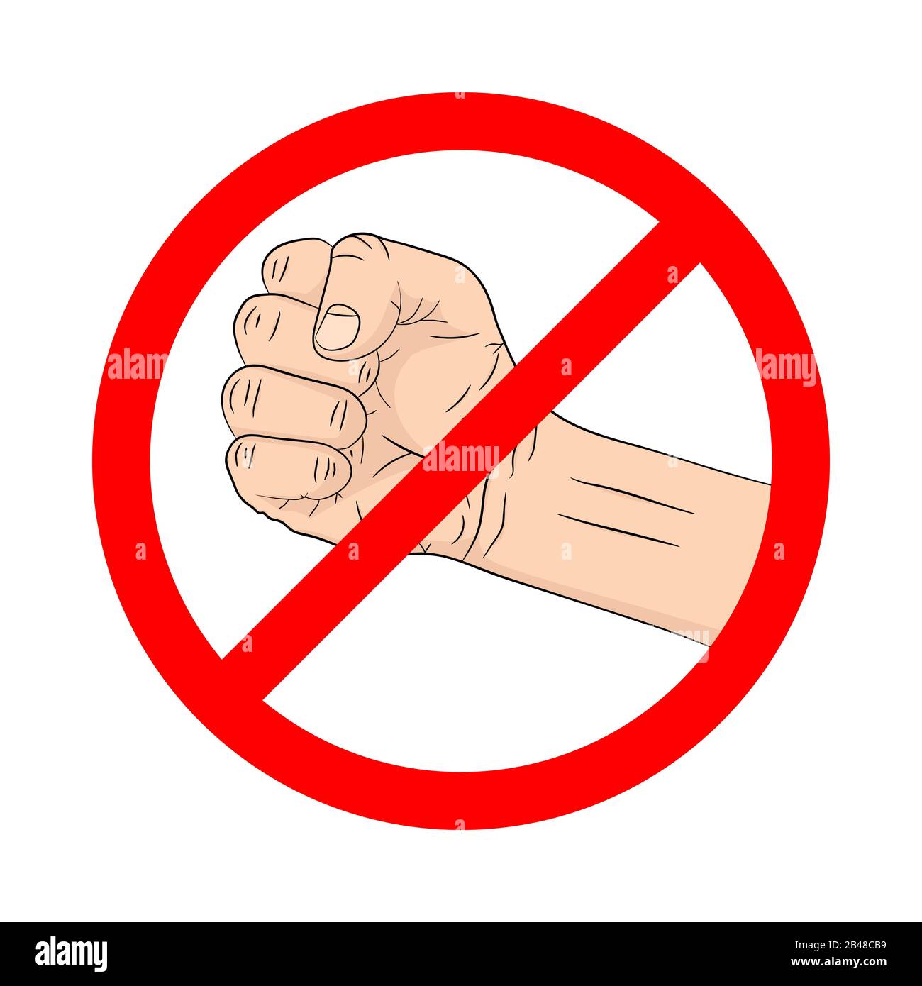 Forbidden fighting sign on white background. Fist icon and forbidden ...