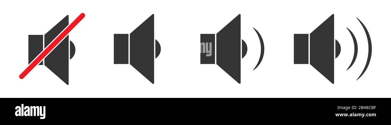 Sound volume icons. Speaker volume icons isolated. Set of vector icons ...