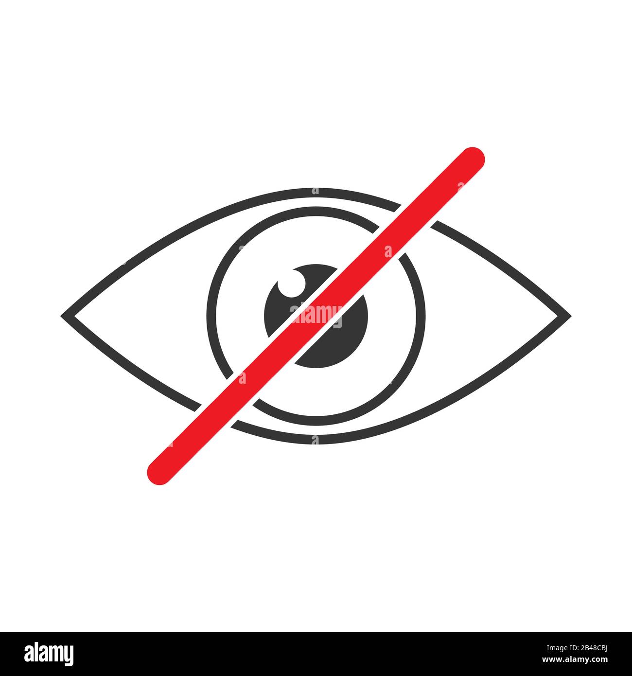 Forbidden look sign on white background. No vision sign. Prohibited ...