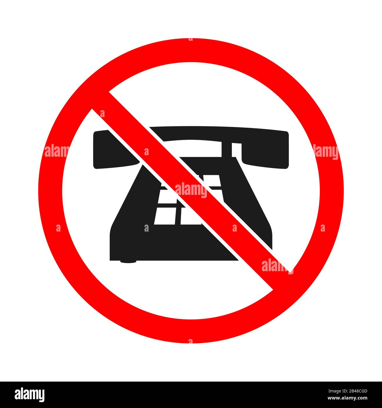 Phone forbidden vector sign. No phone sign on white background. No cell ...