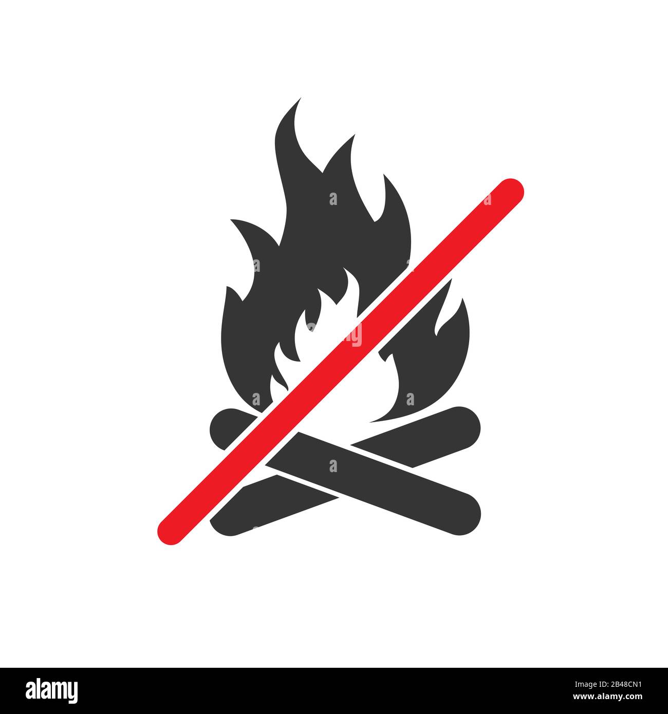 No bonfire prohibited vector symbol. No fire sign on white background ...