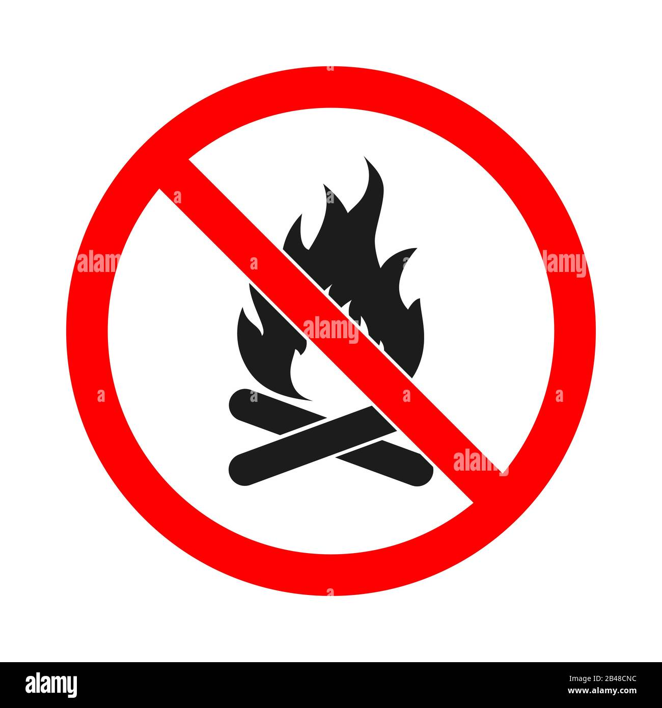 No bonfire prohibited vector symbol. No fire sign on white background ...