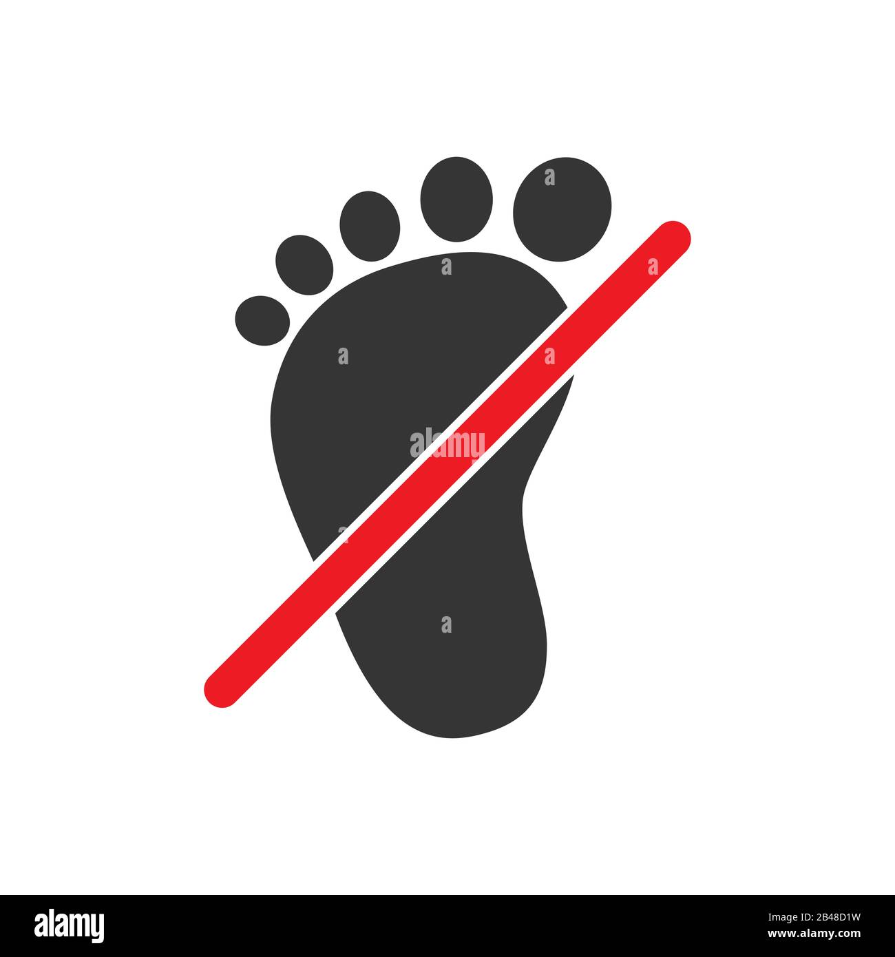 No foot step sign. No bare foot sign on white background. Prohibited ...