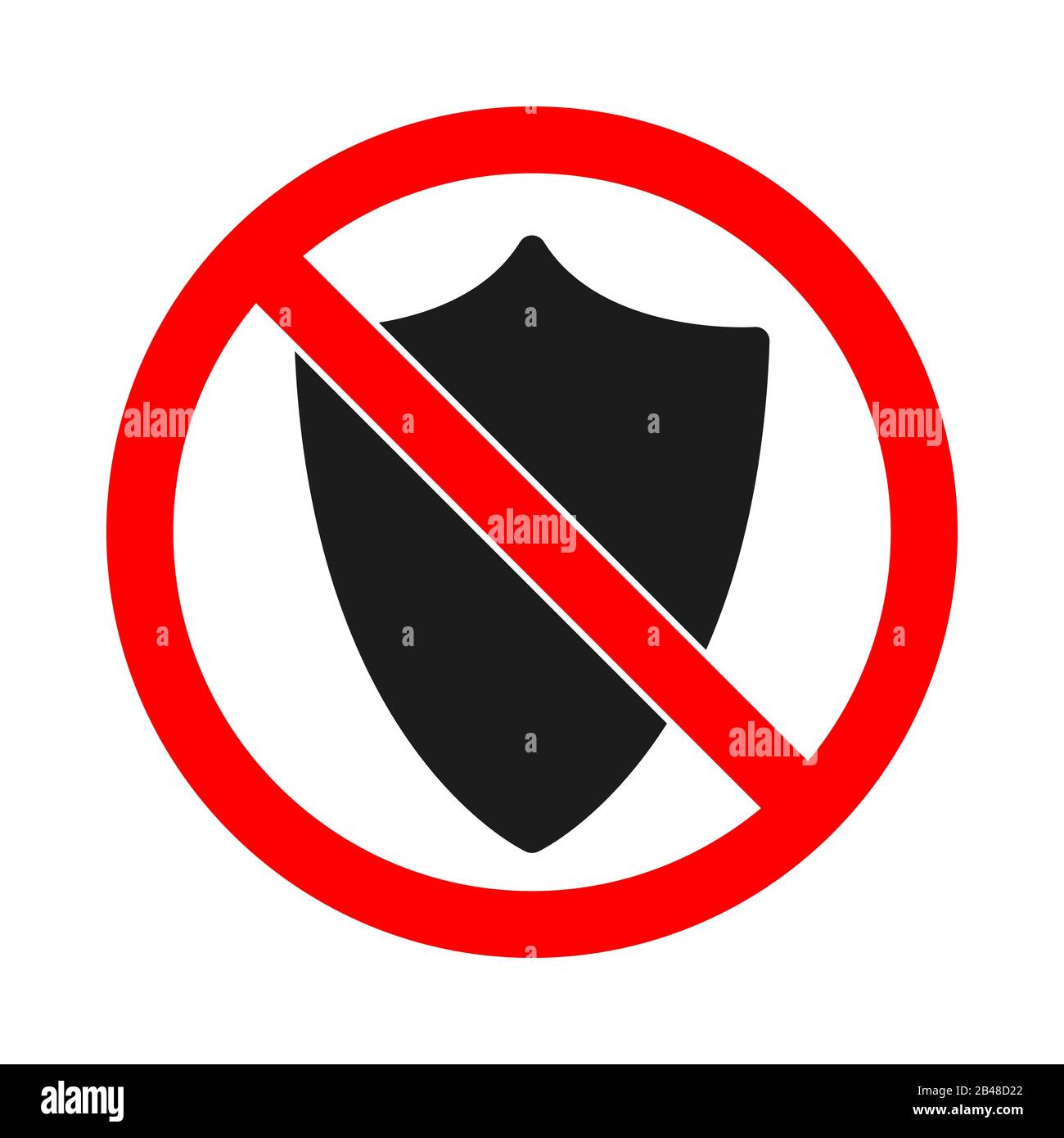 No antivirus sign on white background. Forbidden sign with shield icon ...