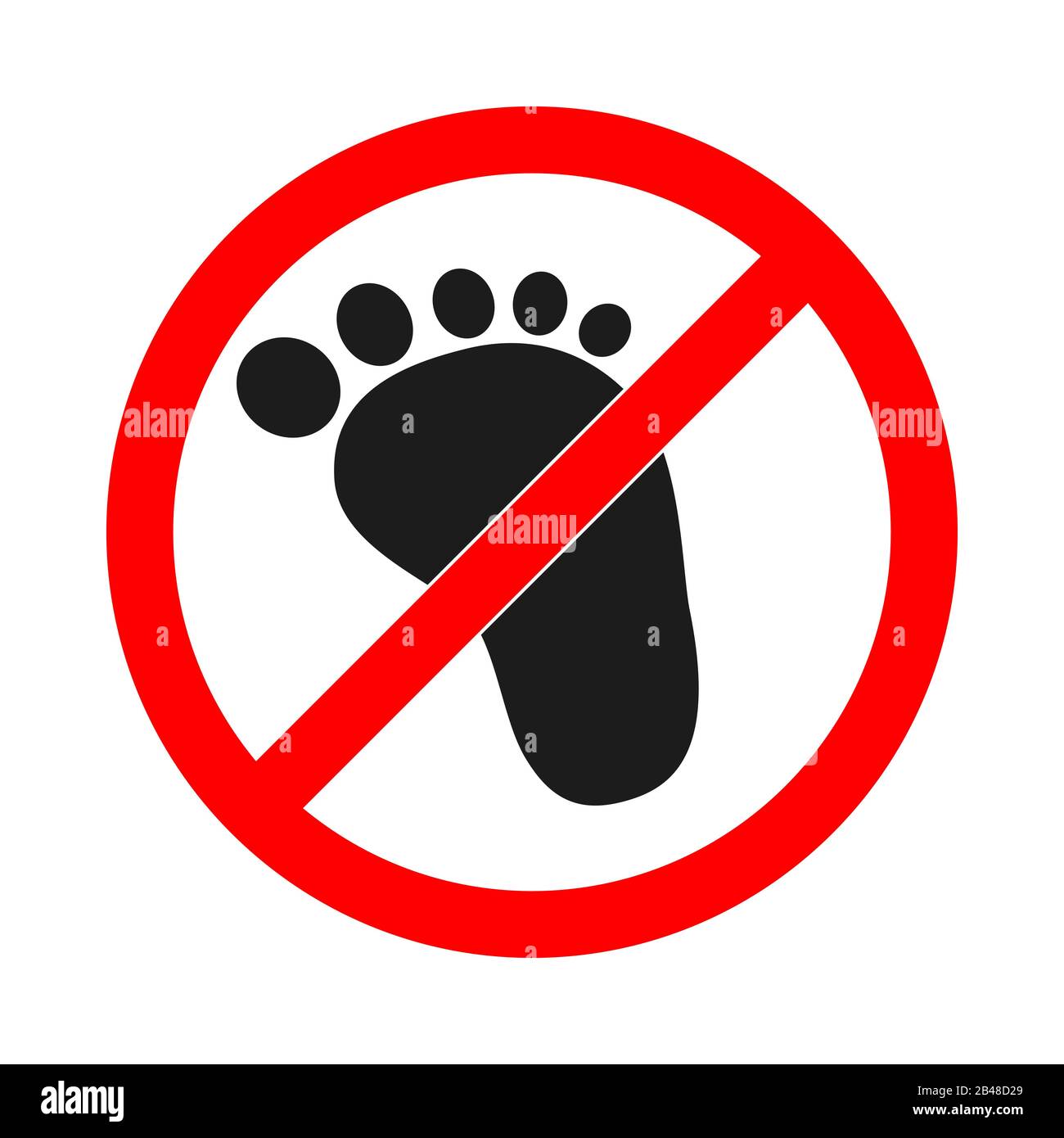 No foot step sign. No bare foot sign on white background. Prohibited ...