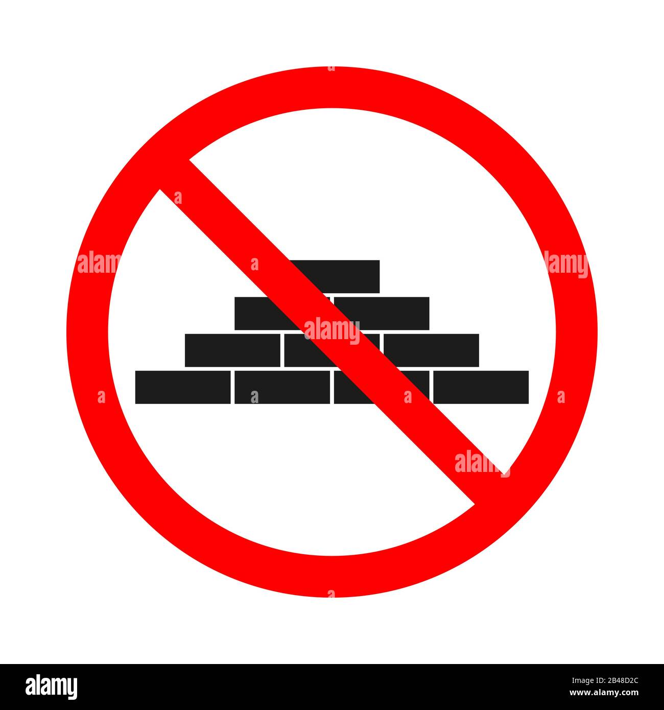 No allowed construction sign on white background. Forbidden sign with ...