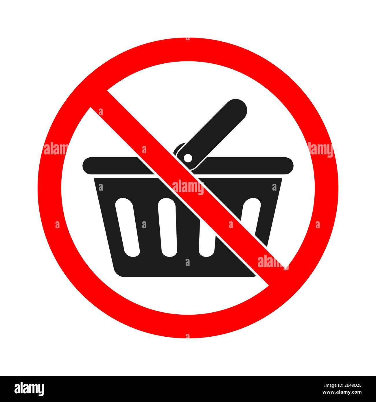 No shopping cart sign. Not allowed buy sign on white background ...