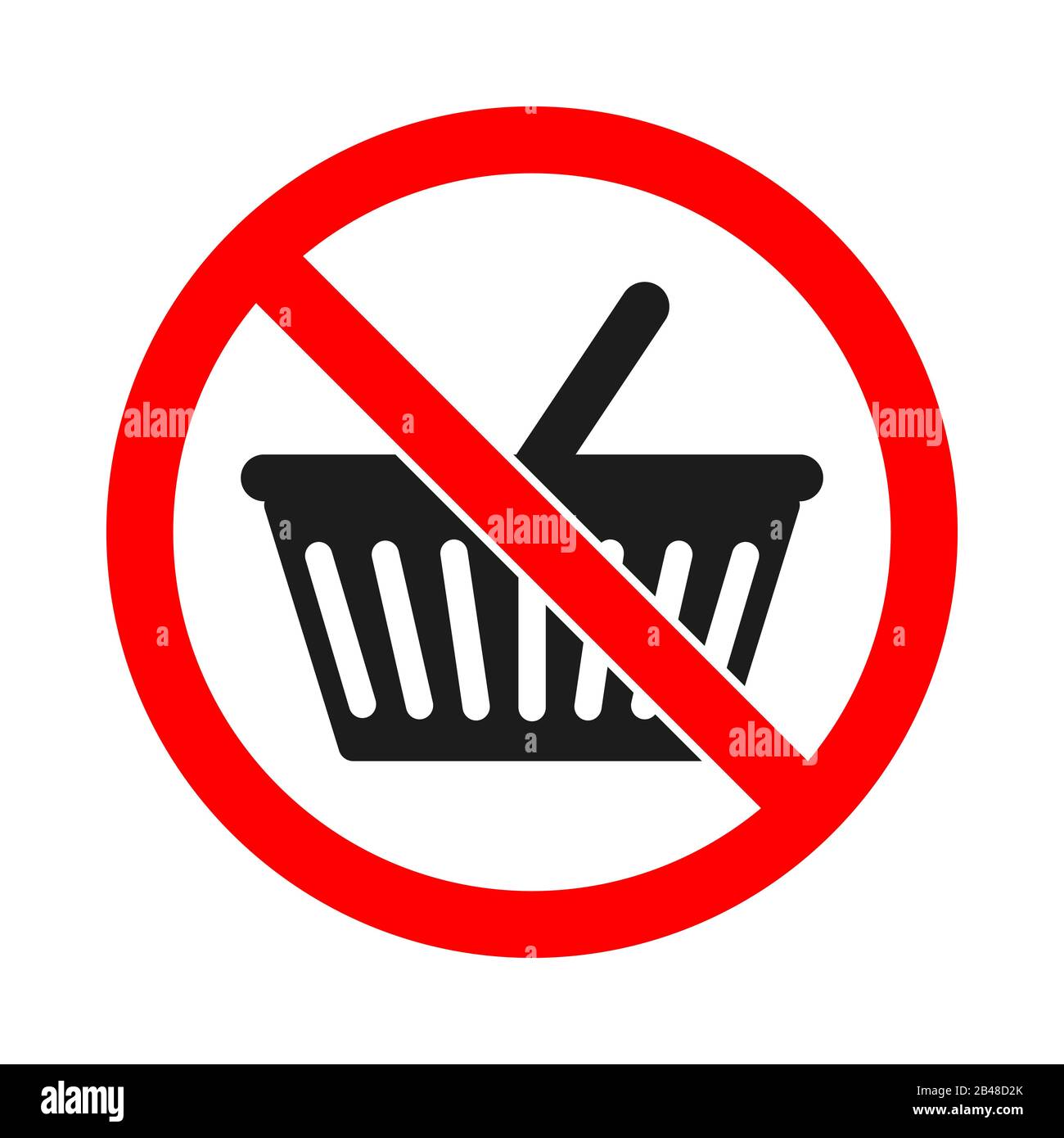 No shopping cart sign. Prohibited shopping basket icon. Not allowed buy ...