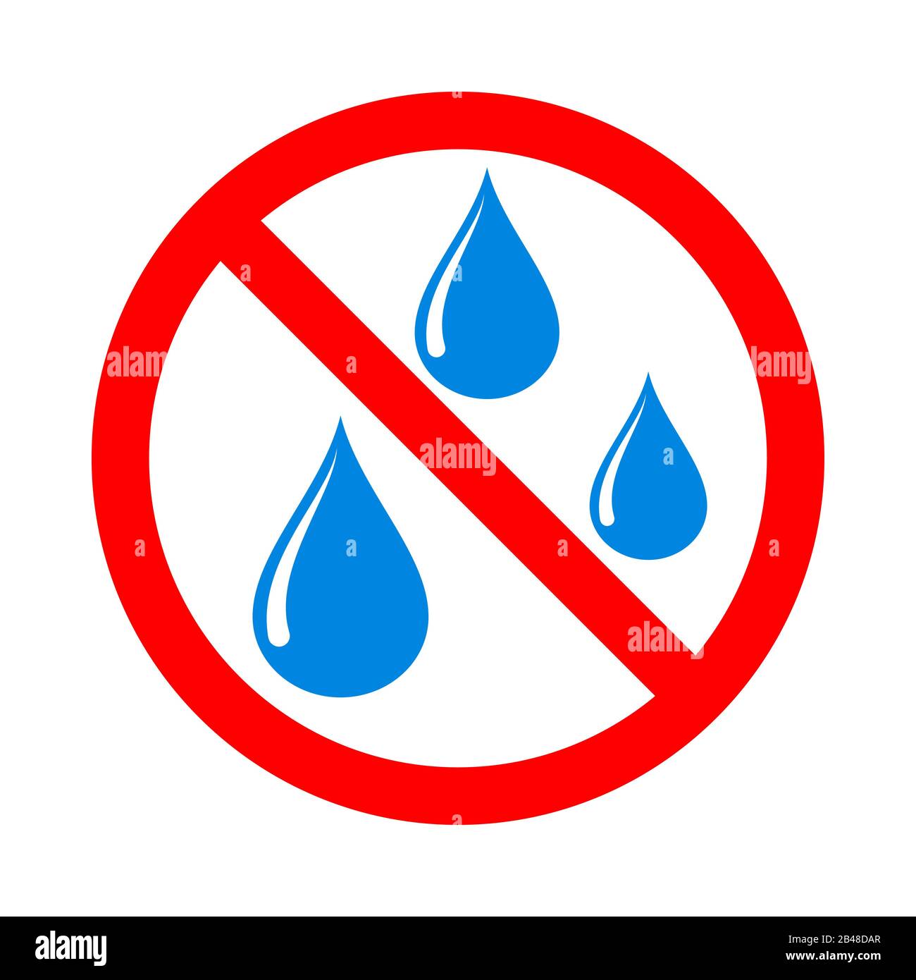 No water sign on white background. Water drop forbidden sign. No water ...