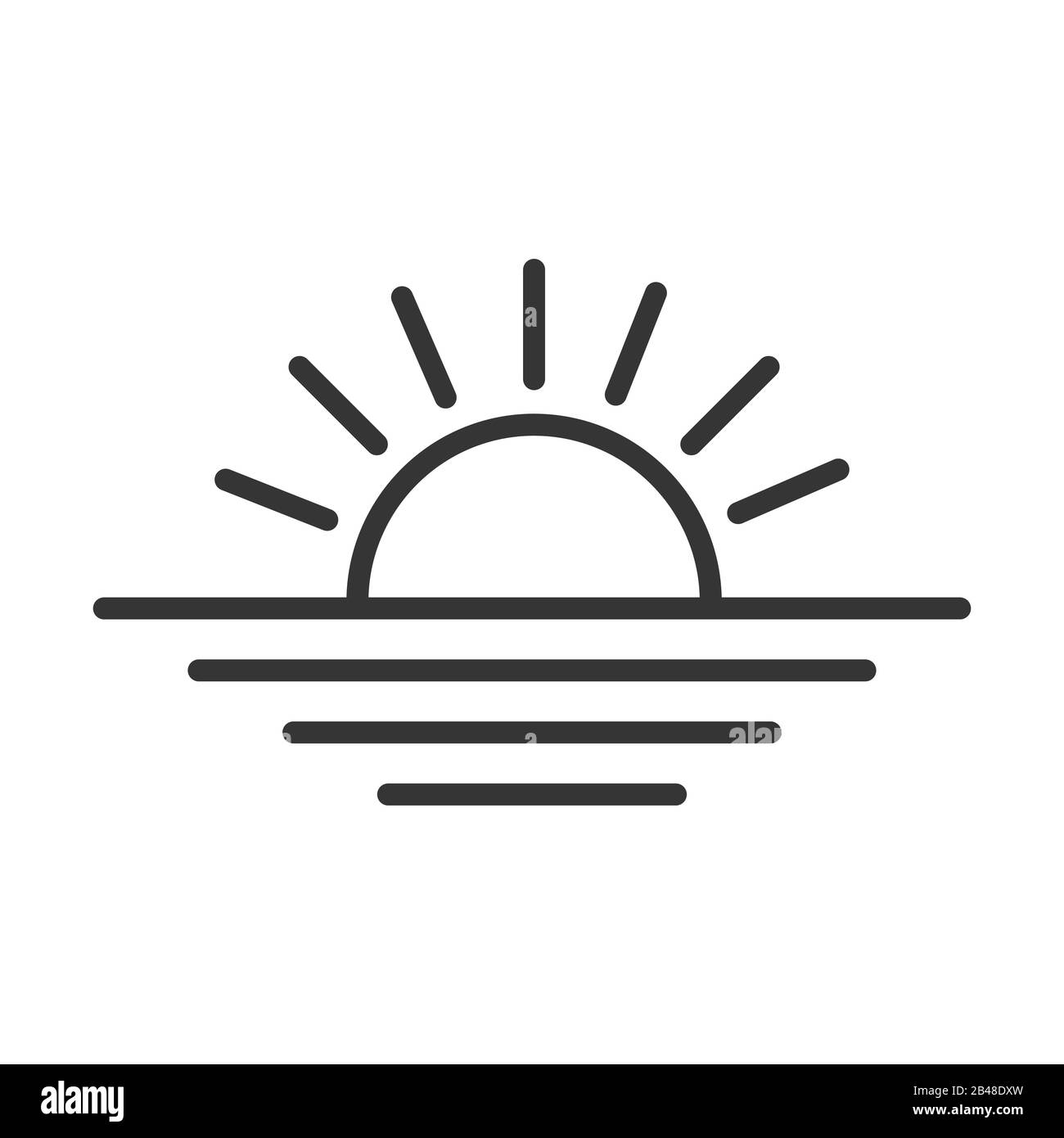 Sunset linear icon. Rising sun icon. Outline black icons. Vector ...