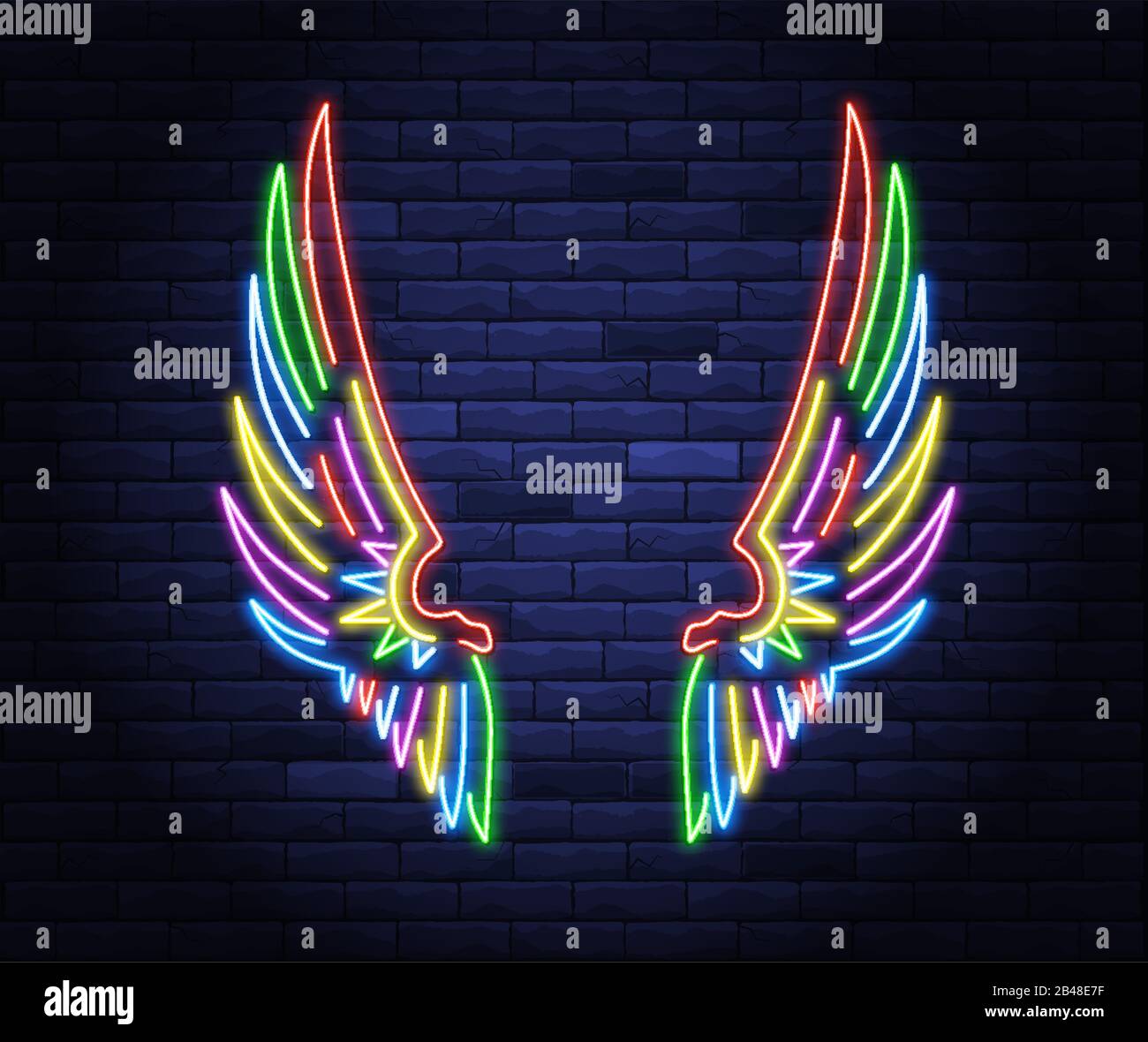Colorful illuminated neon angel wings Stock Vector Image & Art - Alamy