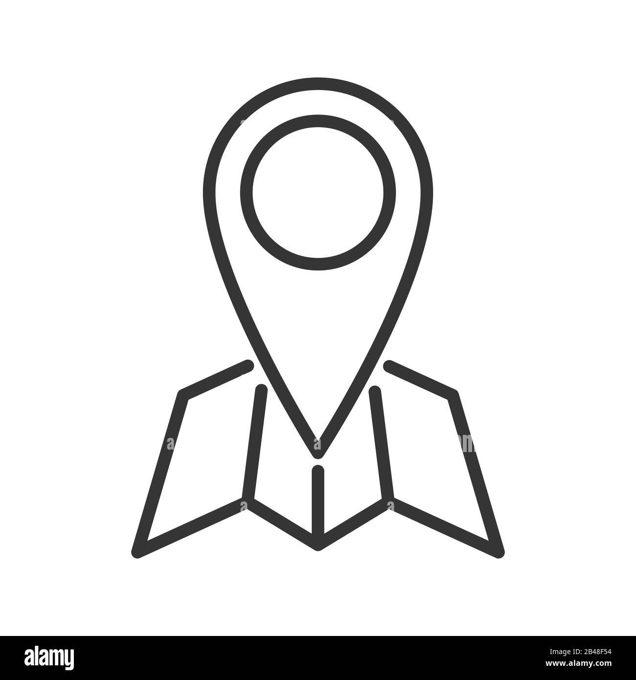 Location icon with map in thin line style. Outline navigation icon ...