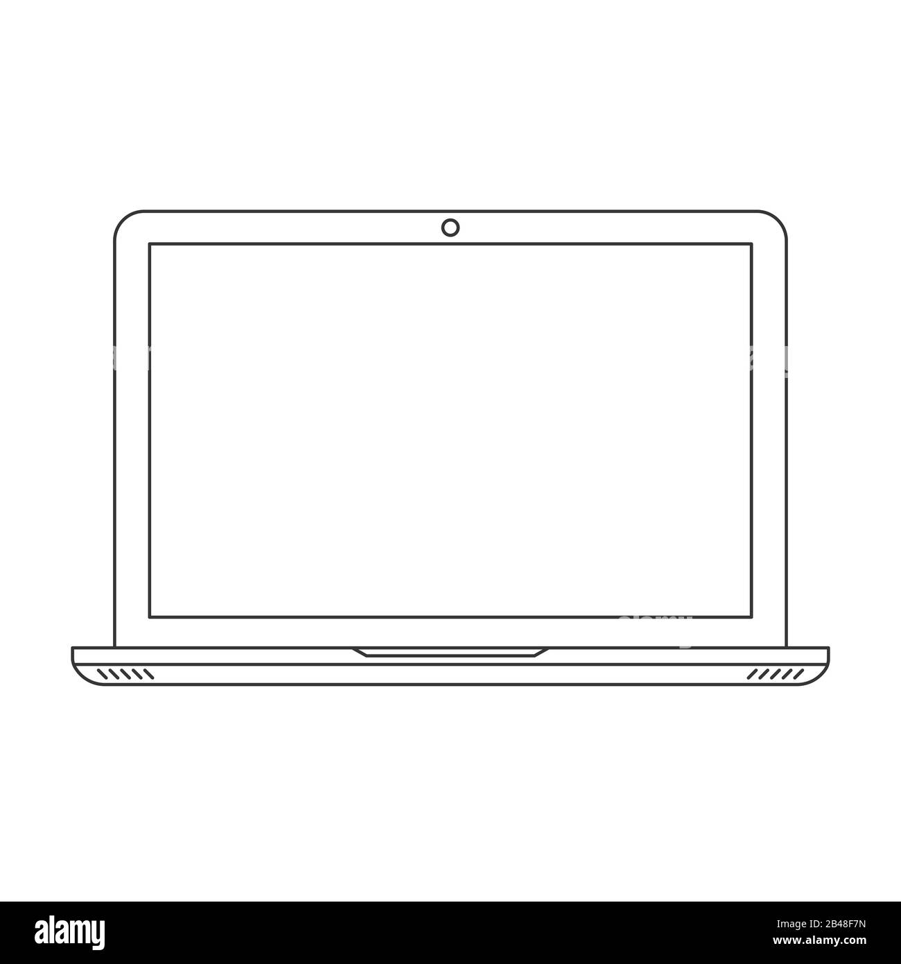 Outline laptop isolated. Black linear laptop icon. Vector illustration ...