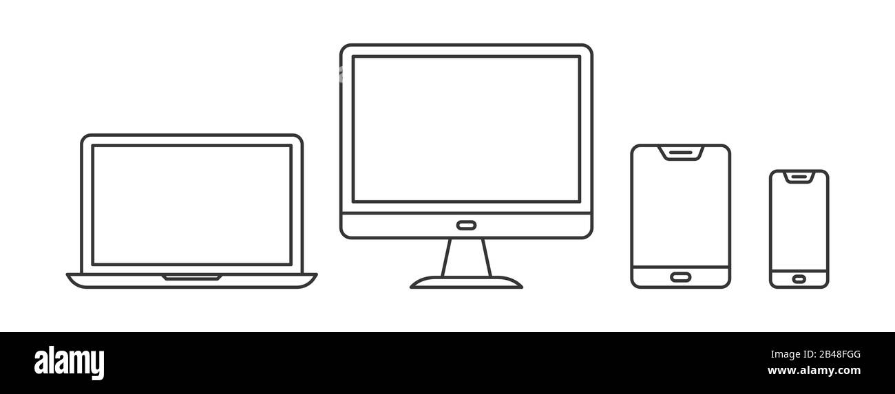 Set of linear device icons. Outline devices icons. Vector illustration ...