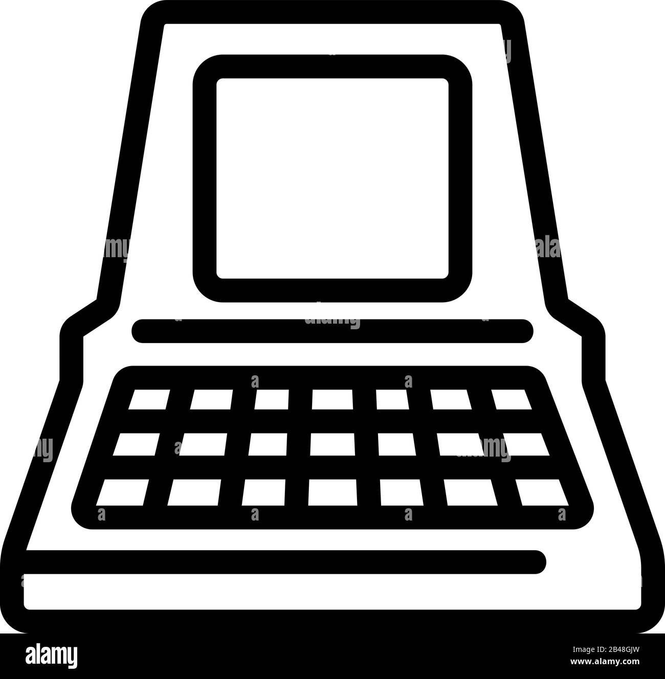 Retro computer icon vector. Isolated contour symbol illustration Stock ...