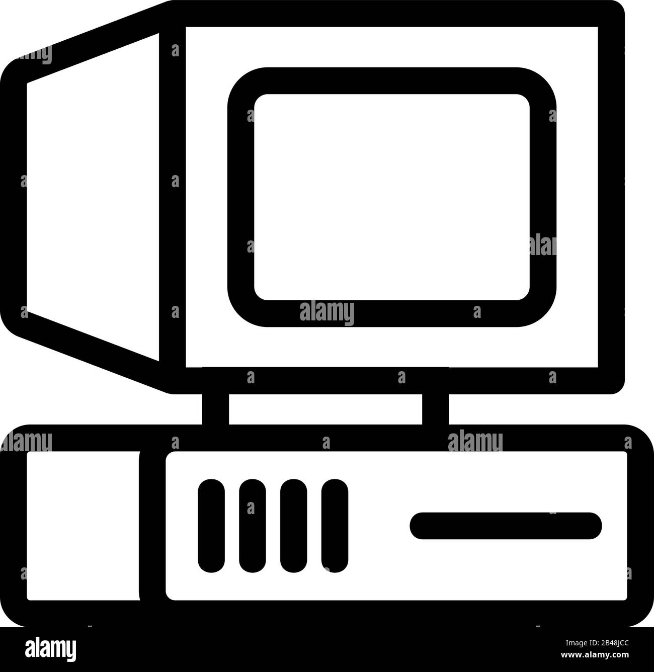Retro computer icon vector. Isolated contour symbol illustration Stock ...