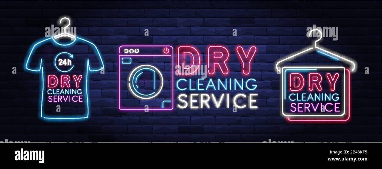 Dry cleaning service neon banner Stock Vector Image & Art - Alamy