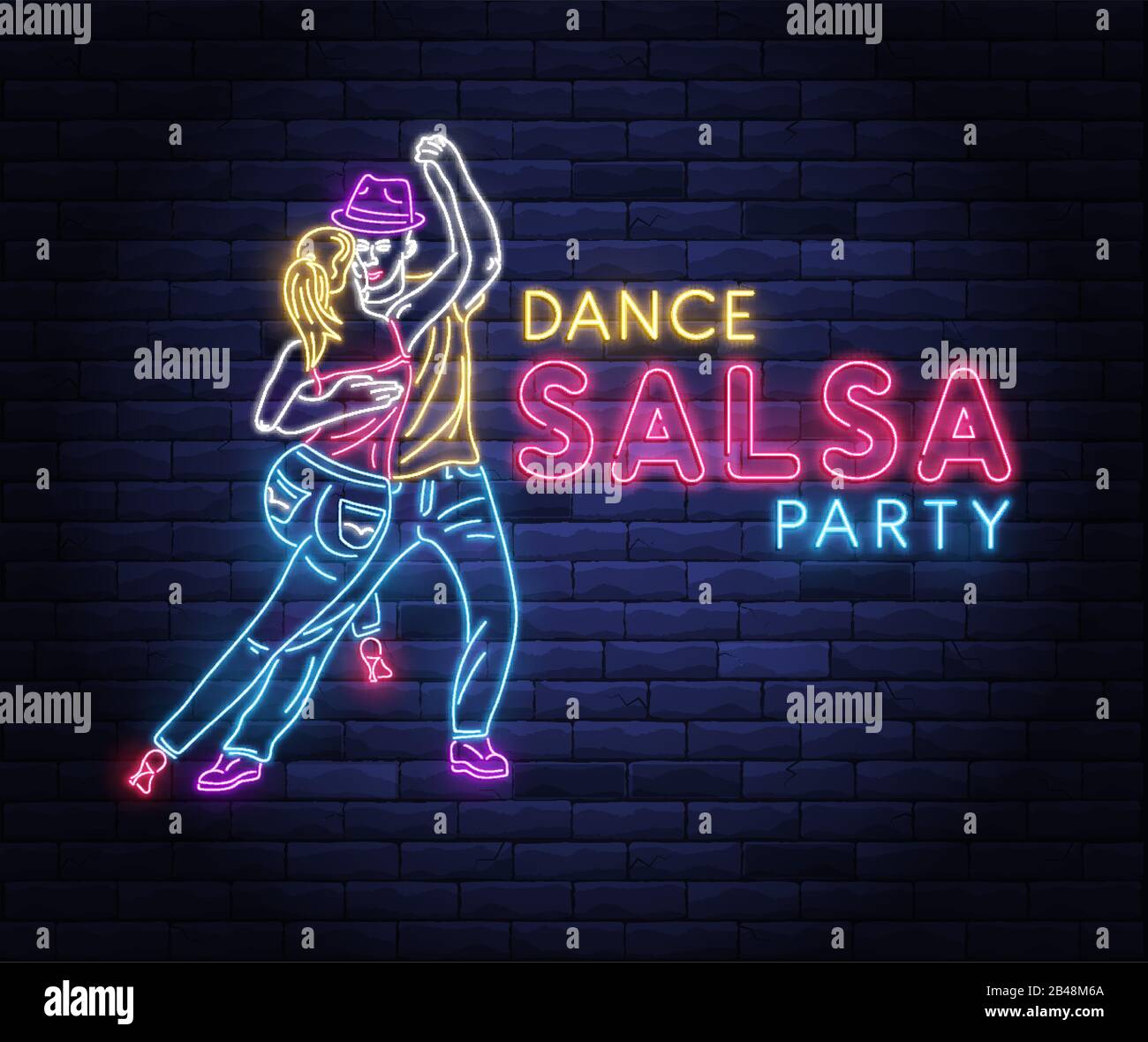 Salsa dance party colorful neon banner Stock Vector Image & Art - Alamy
