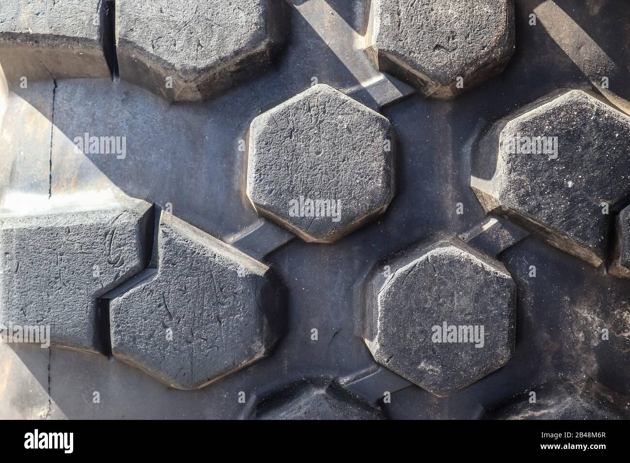 Close up view on deep tire treads at big rubber wheels Stock Photo - Alamy