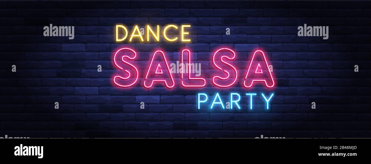 Salsa dance party colorful neon banner Stock Vector Image & Art - Alamy