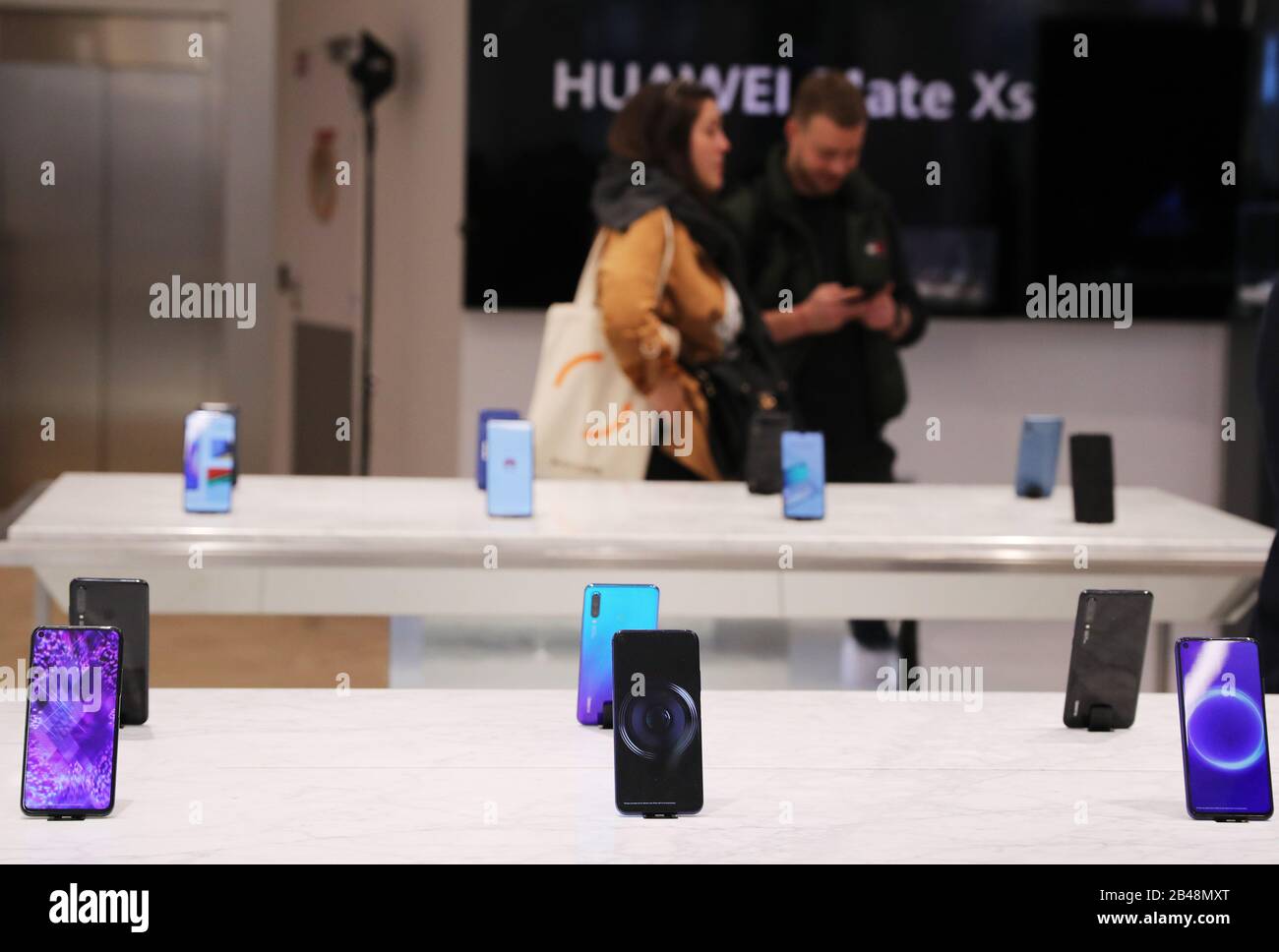 Paris, France. 5th Mar, 2020. Customers visit Huawei's flagship store ...