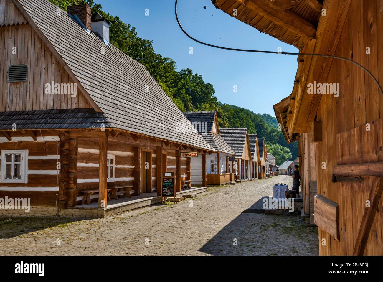 Log houses around Galician town market square, Rural Architecture ...