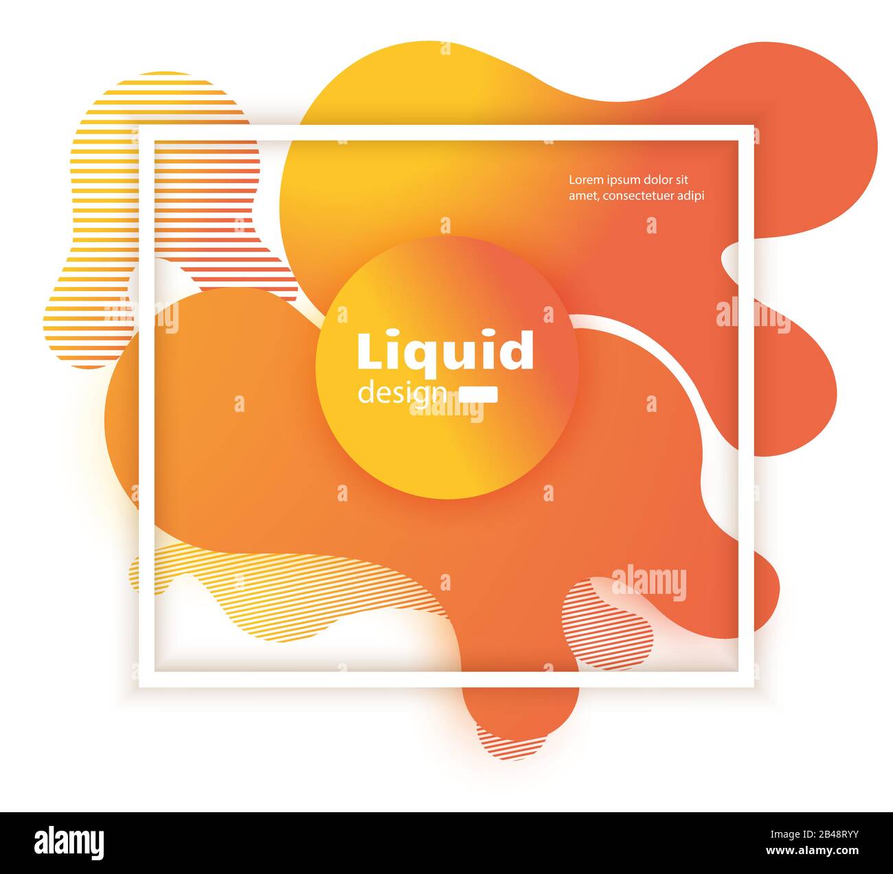 Orange liquid abstract background in white square with shadow Stock ...