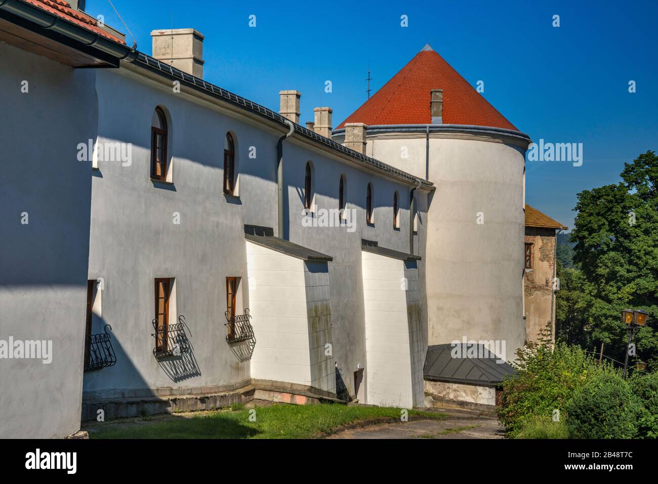 Kmit Castle, 16th century, hotel in Lesko, Malopolska, Poland Stock ...