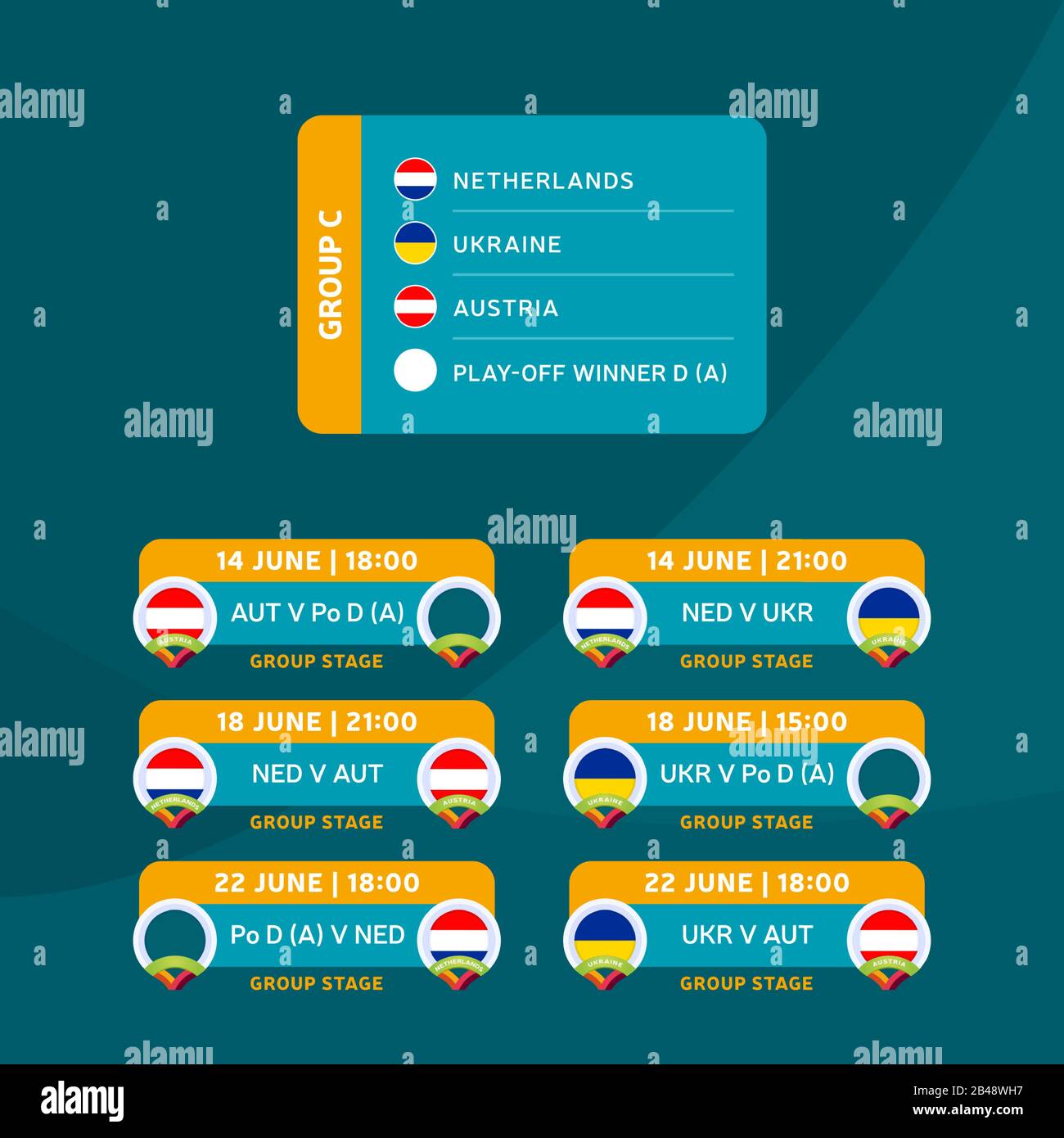 Football 2020 tournament final stage group C vector stock illustration ...