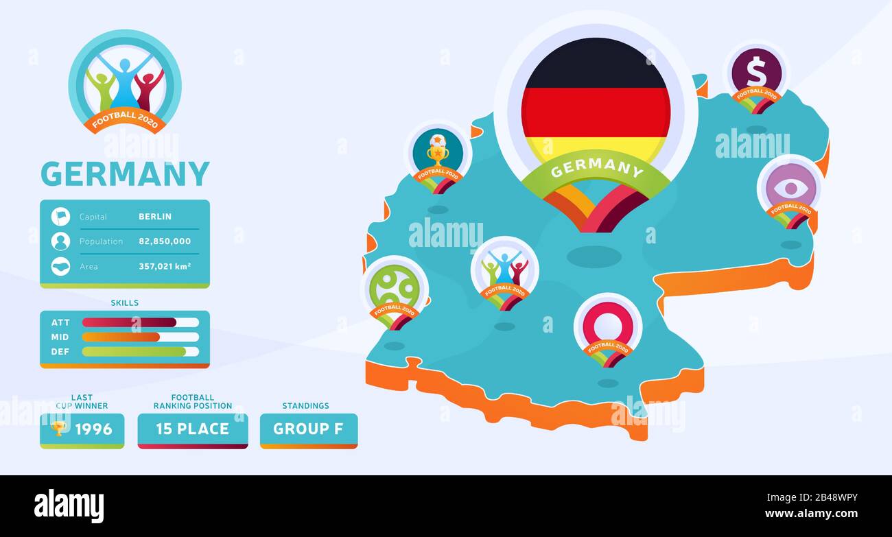 Isometric map of Germany country vector illustration. Football 2020 ...