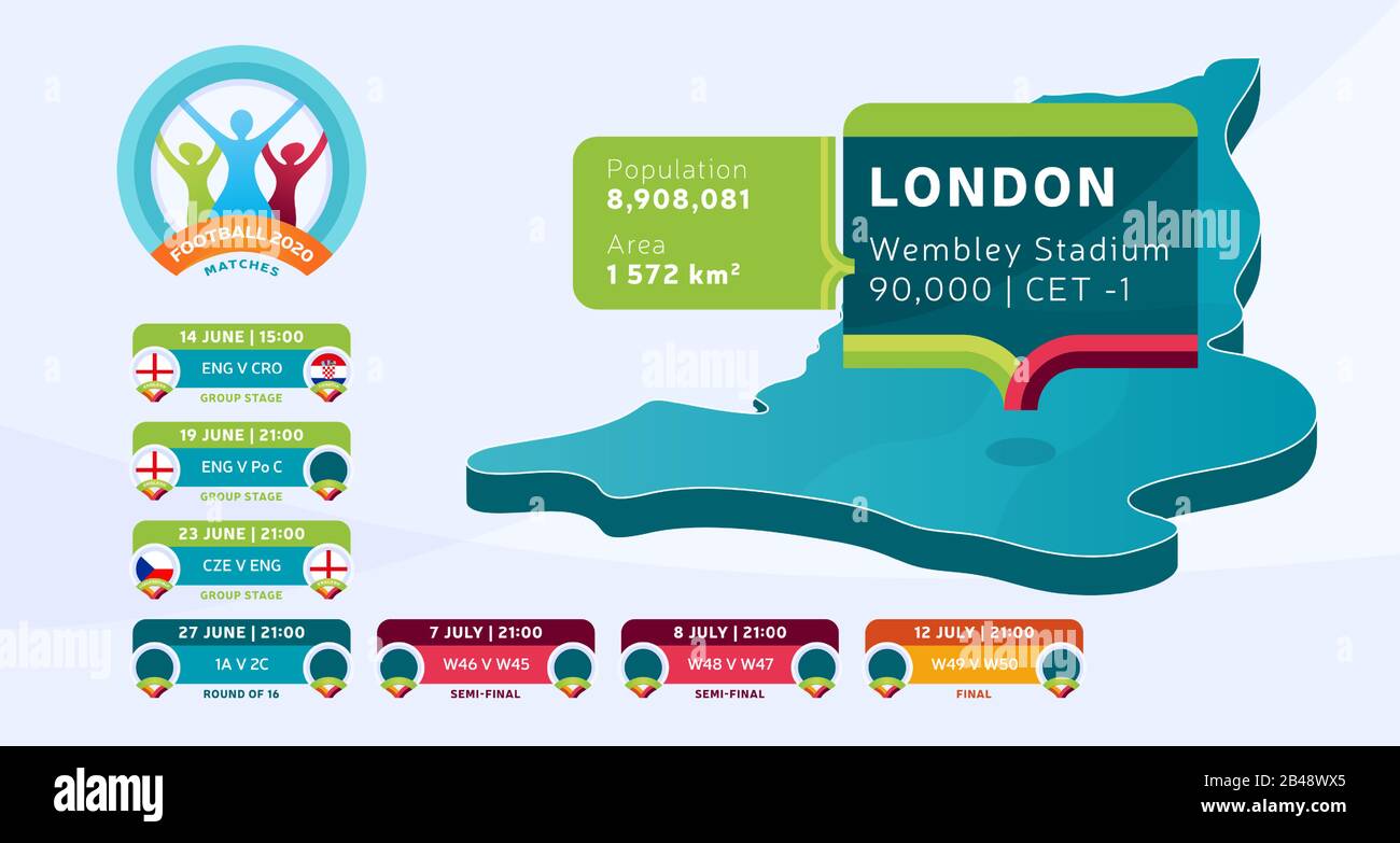 Isometric London country map tagged in England stadium which will be ...
