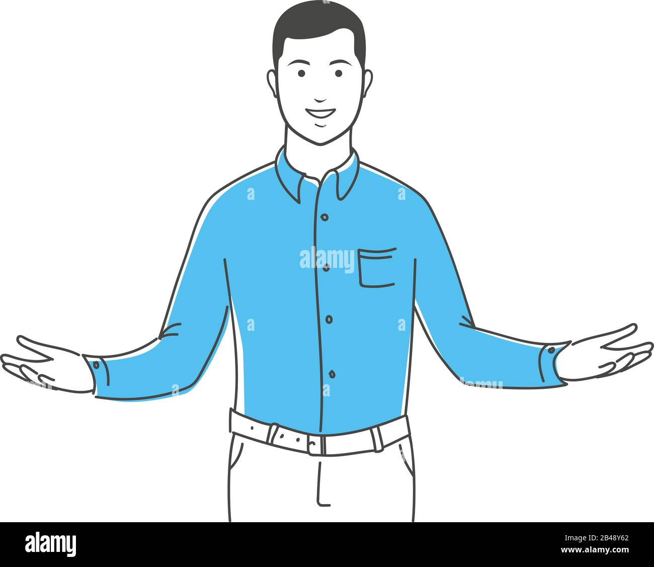 Positive manager gesturing outline illustration Stock Vector Image ...