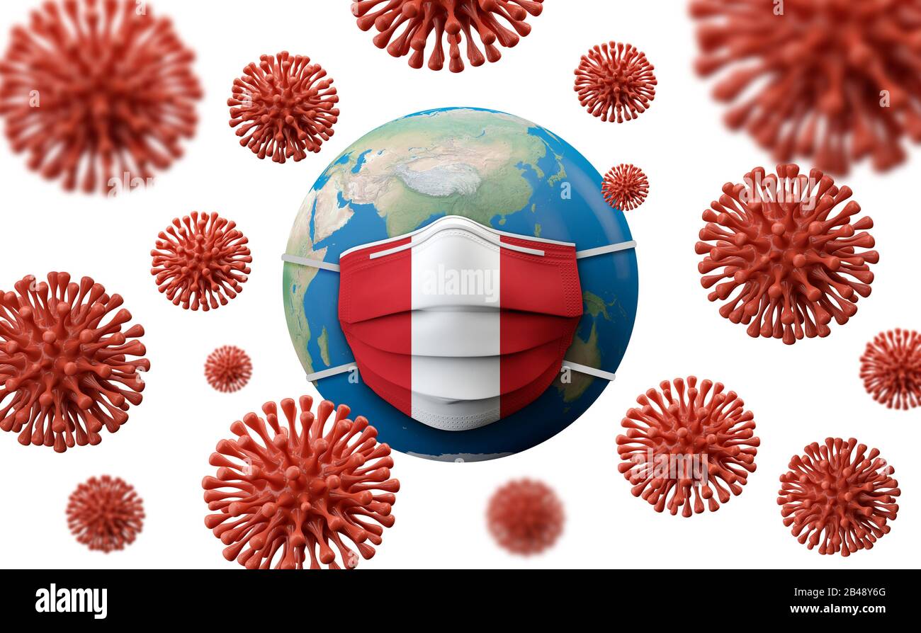Peru flag protective medical mask. 3D Rendering Stock Photo - Alamy
