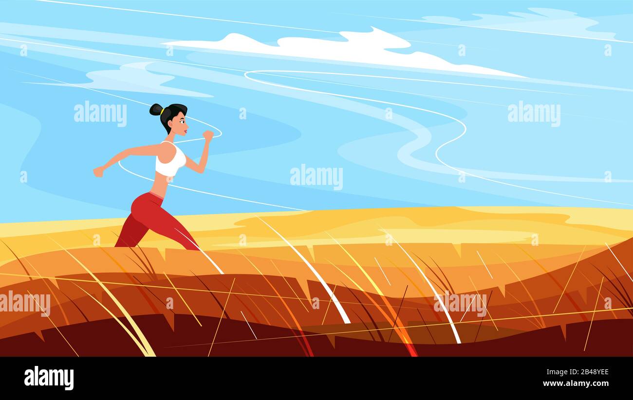 Strong athletic woman sprinter running outdoors Stock Vector Image ...