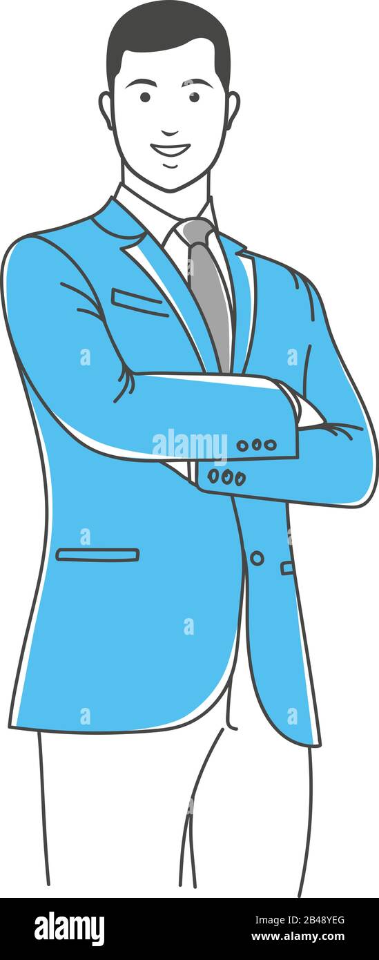 Positive manager gesturing outline illustration Stock Vector Image ...
