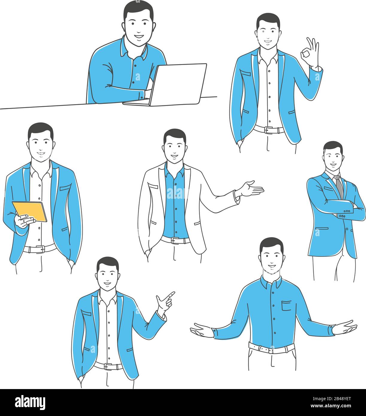 Positive manager outline illustration set Stock Vector Image & Art - Alamy