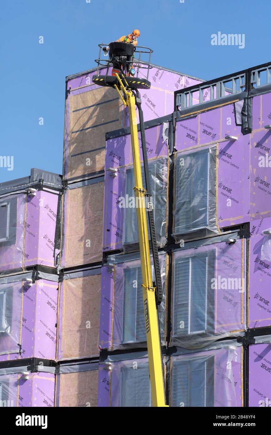 Prefabricated modular construction pods being assembled for student ...