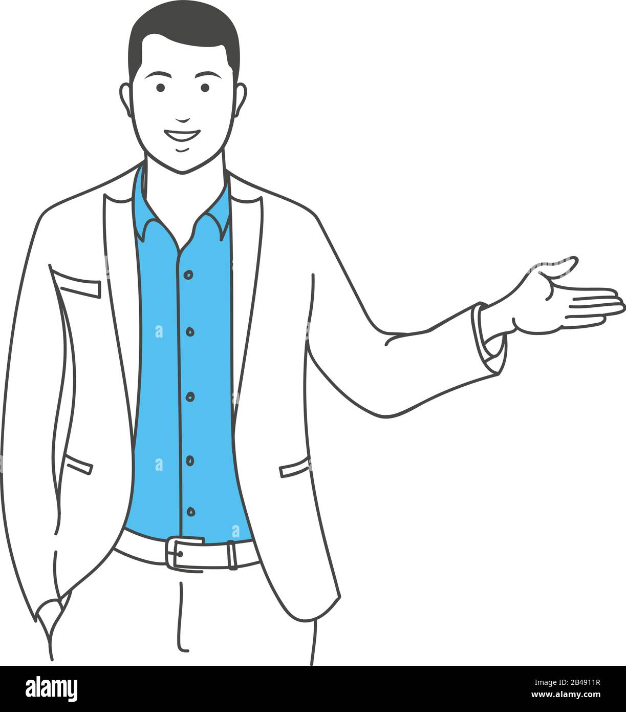 Positive manager gesturing outline illustration Stock Vector Image ...