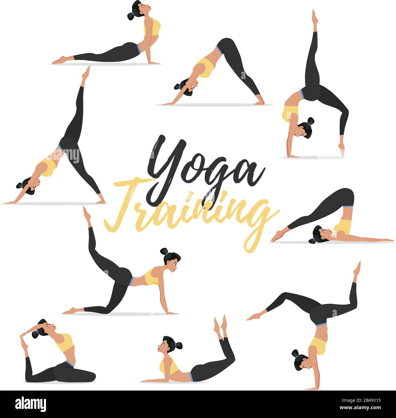 Yoga asanas set isolated on white background Stock Vector Image & Art ...