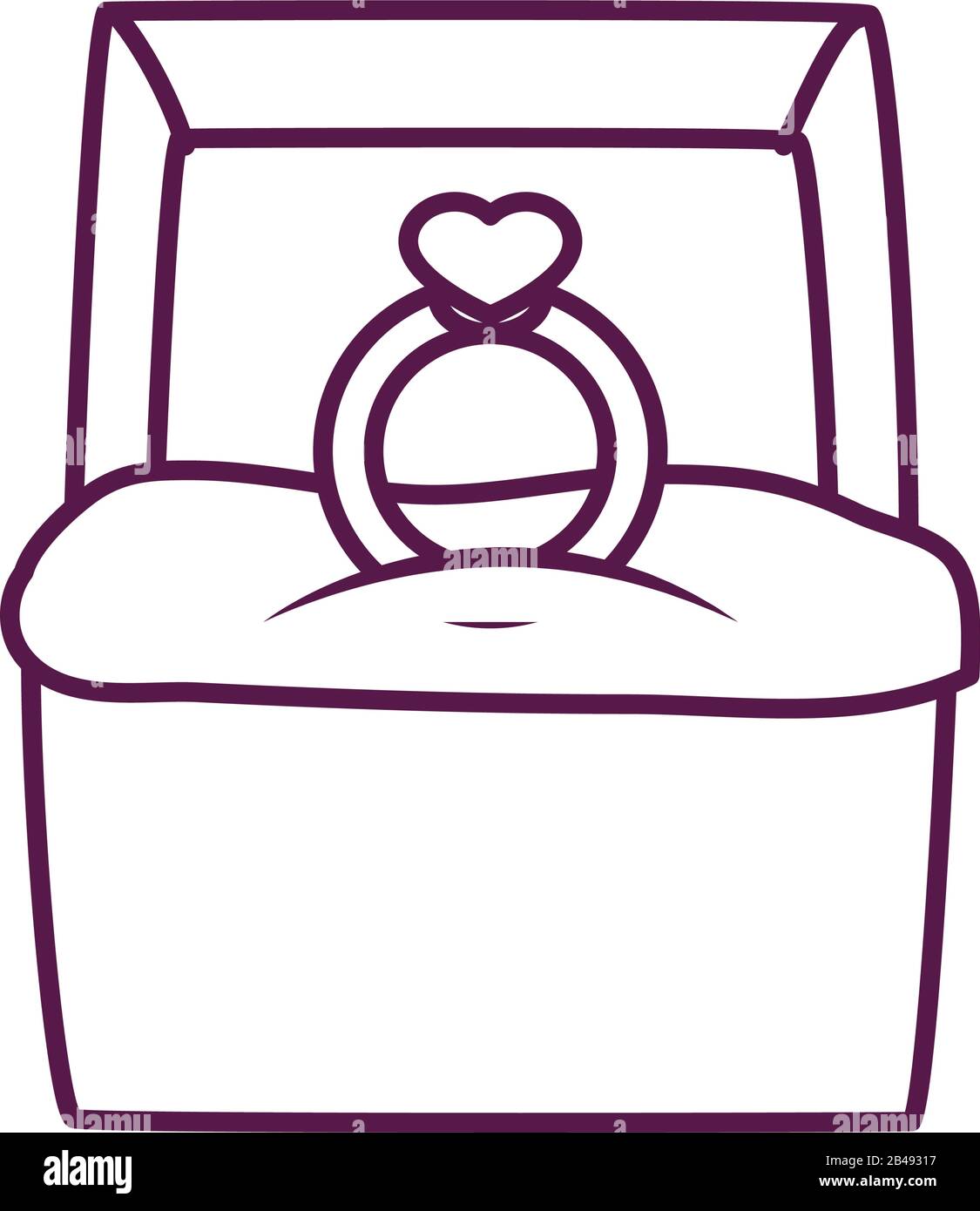 Heart ring inisde box line style icon design of love passion romantic ...