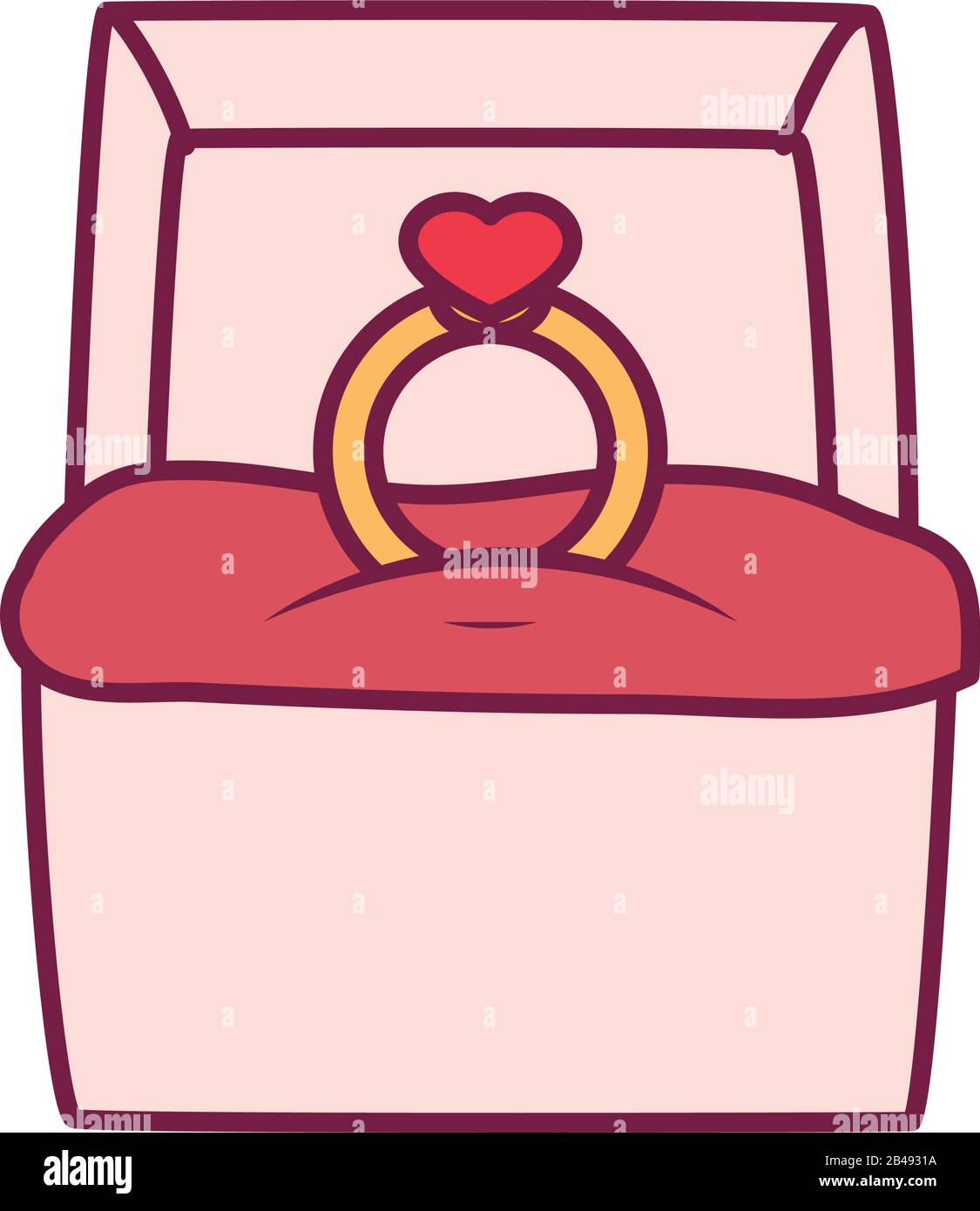 Heart ring inisde box line and fill style icon design of love passion ...