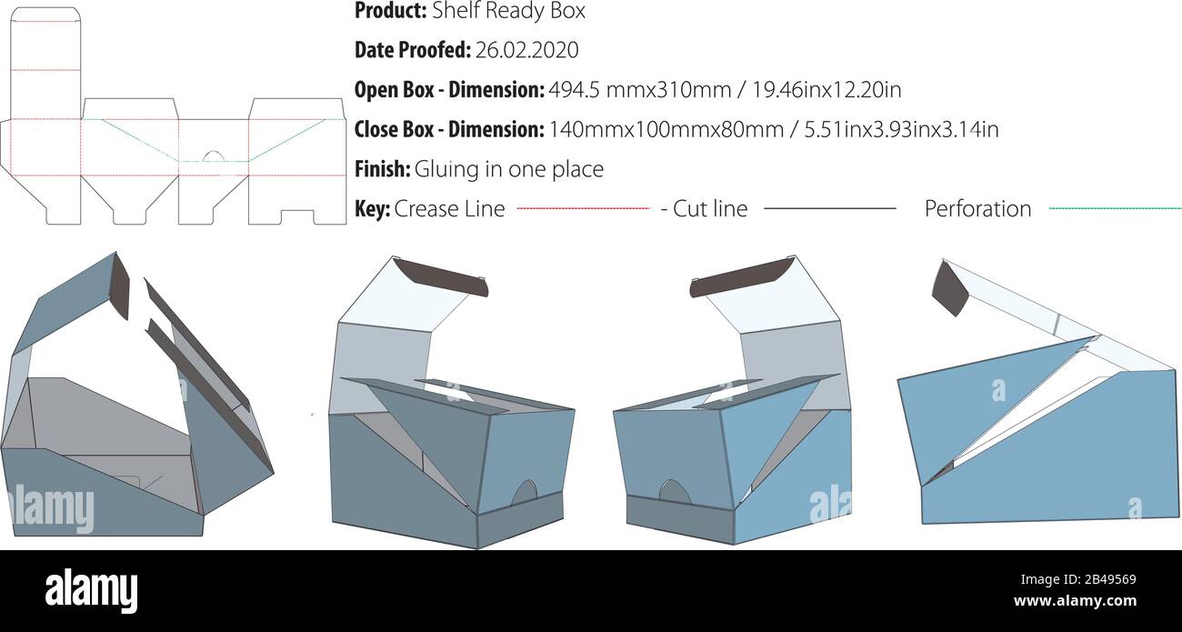 Shelf ready box packaging structural design die cut vector Stock Vector ...