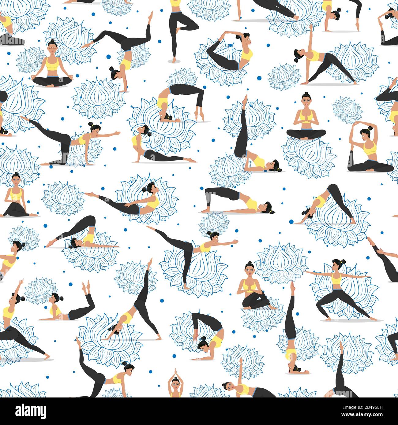 Yoga asanas set seamless pattern Stock Vector Image & Art - Alamy