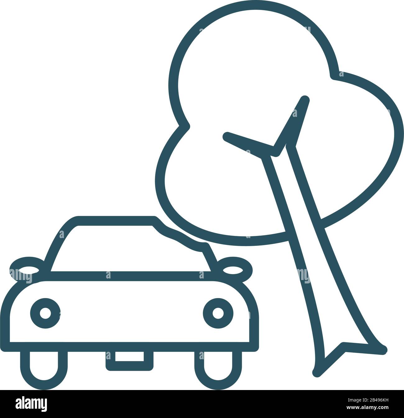 tree falling over car line style icon design, Insurance health care ...