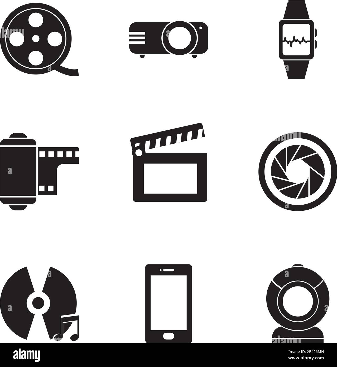 silhouette style icon set design, multimedia technology internet ...