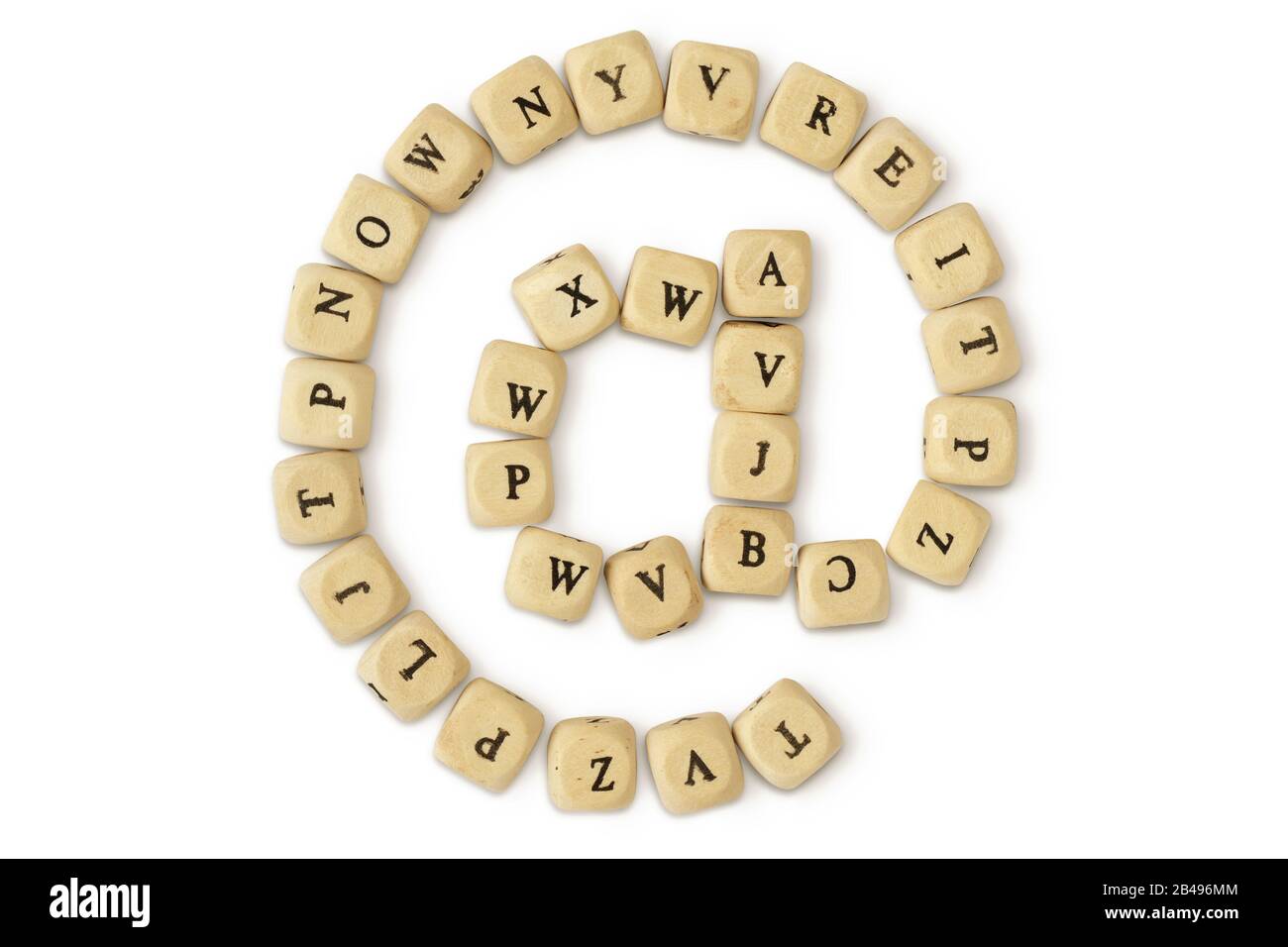 At symbol made of wooden letter blocks on white background - Concept of ...