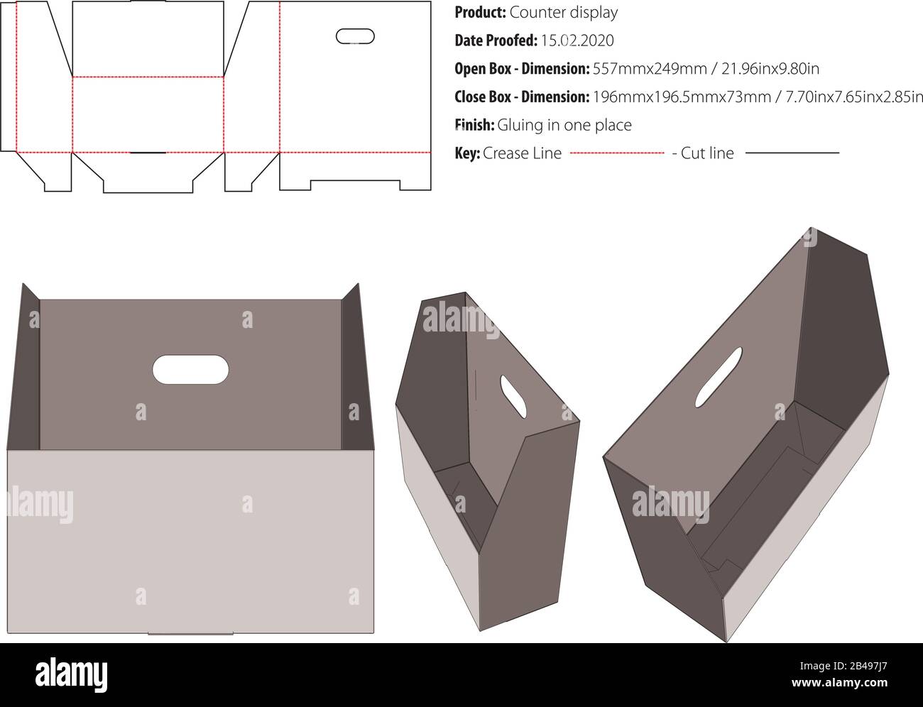 Box side rollover packaging structural design die cut vector Stock ...